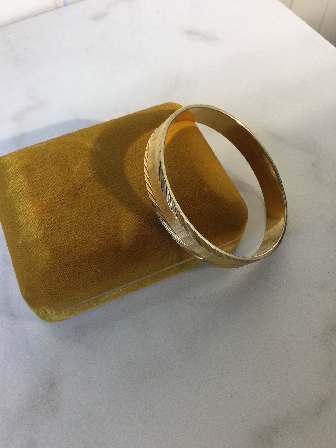 Classic MONET Vintage Bangle Bracelet Gold Plated Etched Design SMALL ...