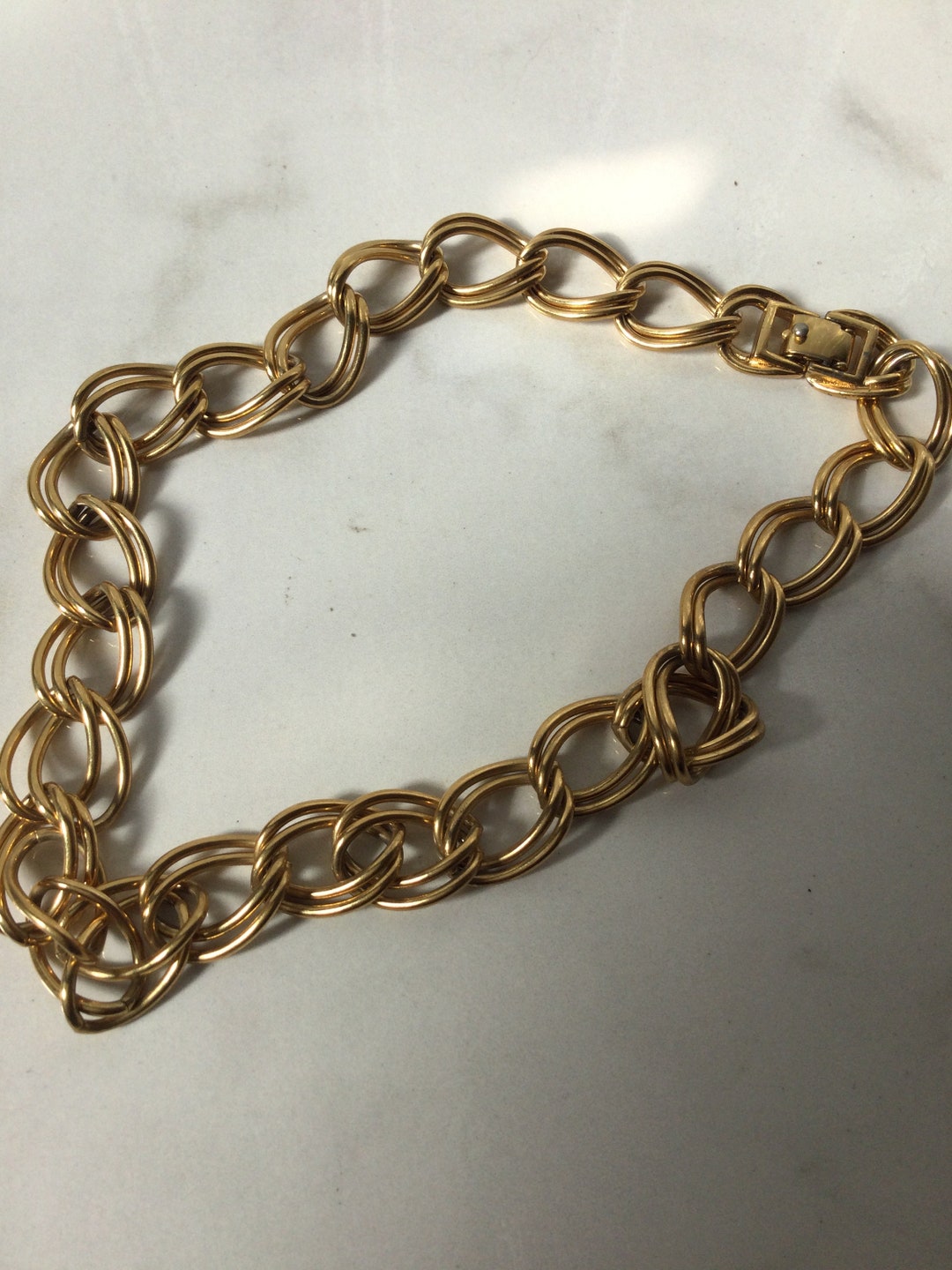 Vintage MONET Chain Necklace Double Links Triple Gold Plate - Etsy