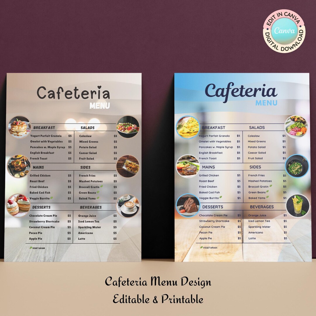 Cafeteria Menu Editable Canva Template | Food Menu, Price List ...