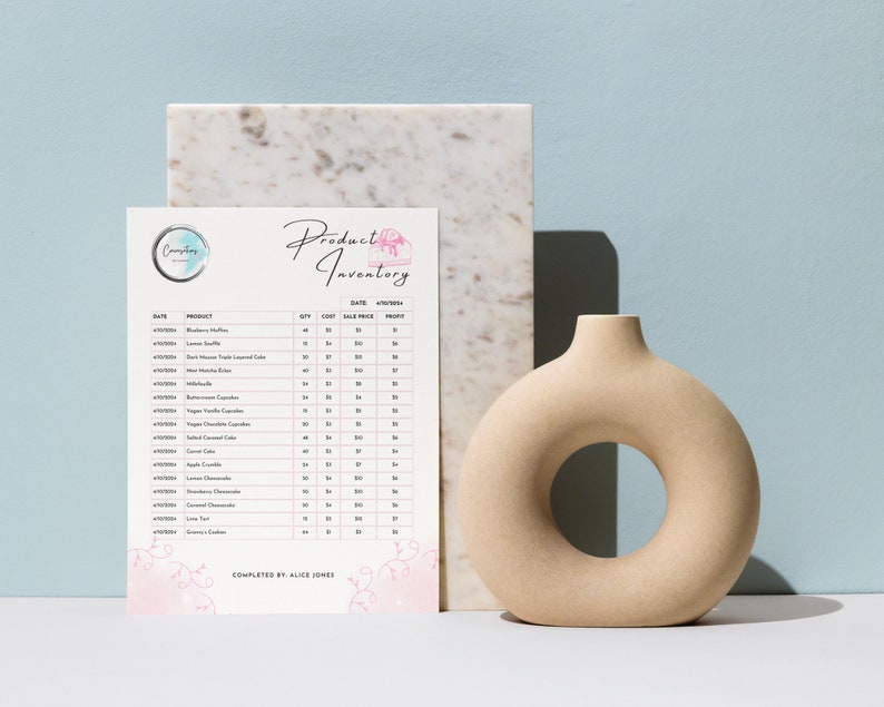 Inventory List Editable Canva Template Deluxe Bakery Collection Cake ...