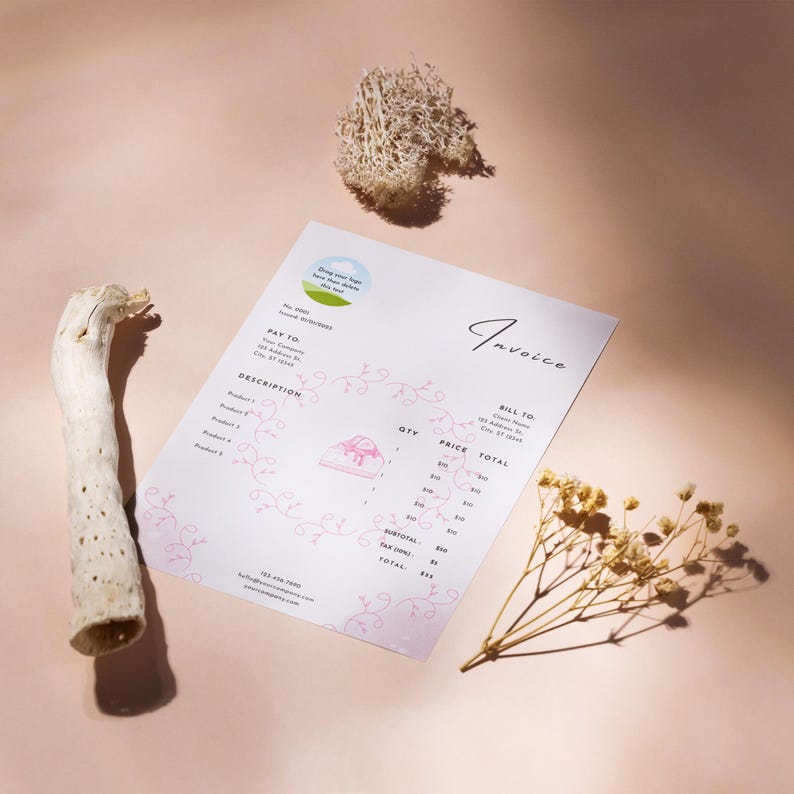 Bakery Invoice for Cake Shop, Home Baking Business, Confectionery ...