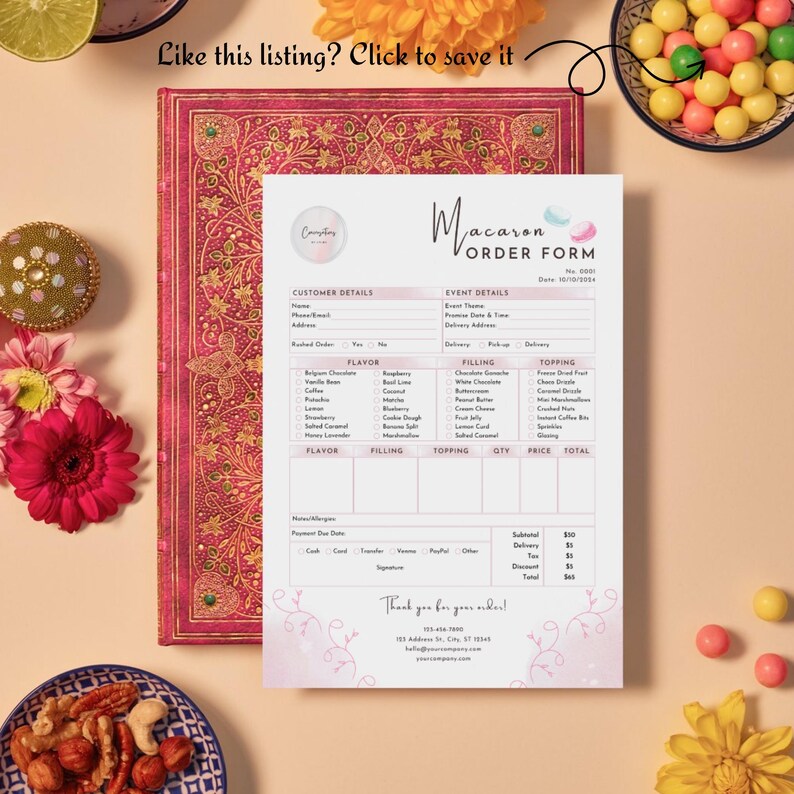 Bakery Order Forms, Baked Goods Custom Order Forms for Cake Business ...