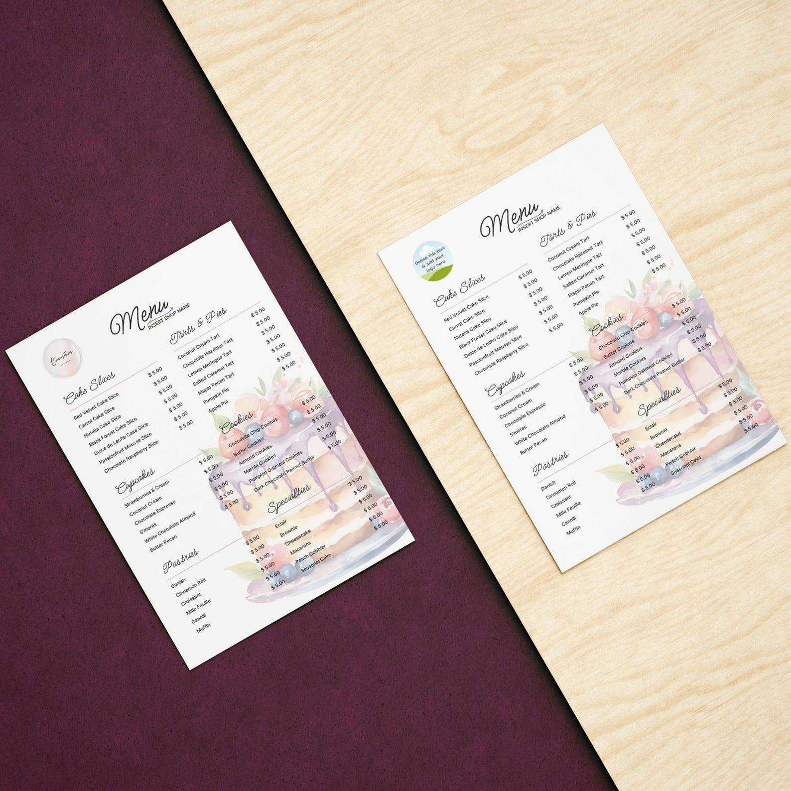 Cake Shop Price List, Cake Menu, Instagram Story Price List, Bakery ...