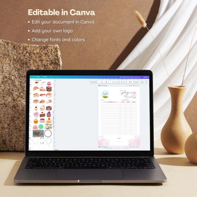 Inventory List Editable Canva Template | Cake Shop, Home Baking ...