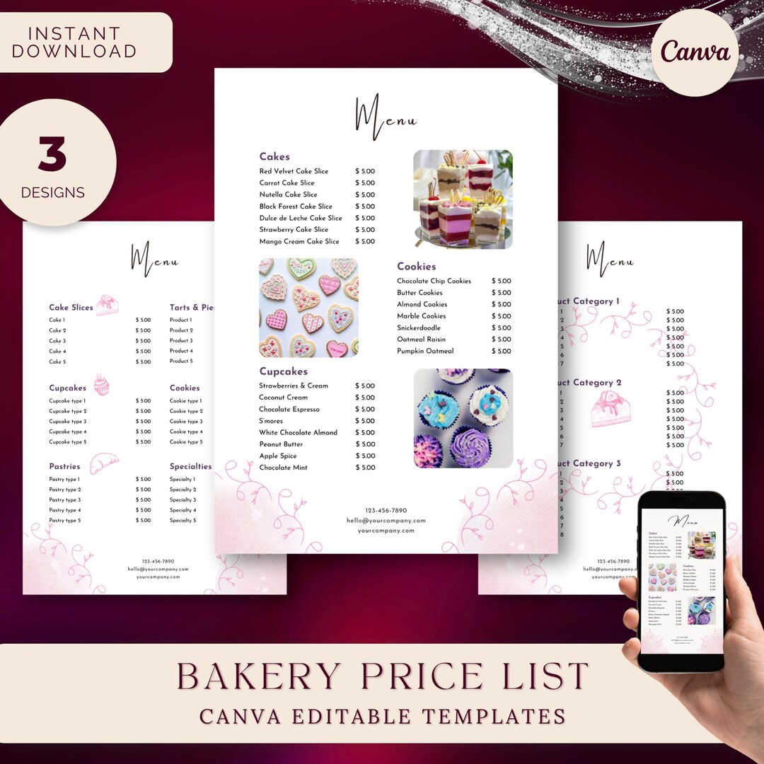 Bakery Menu, Cake Menu, Cake Shop Price List, Home Baking Business ...
