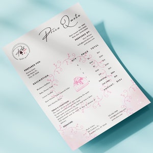 Bakery Price Quote Editable Canva Template Deluxe Bakery Collection ...