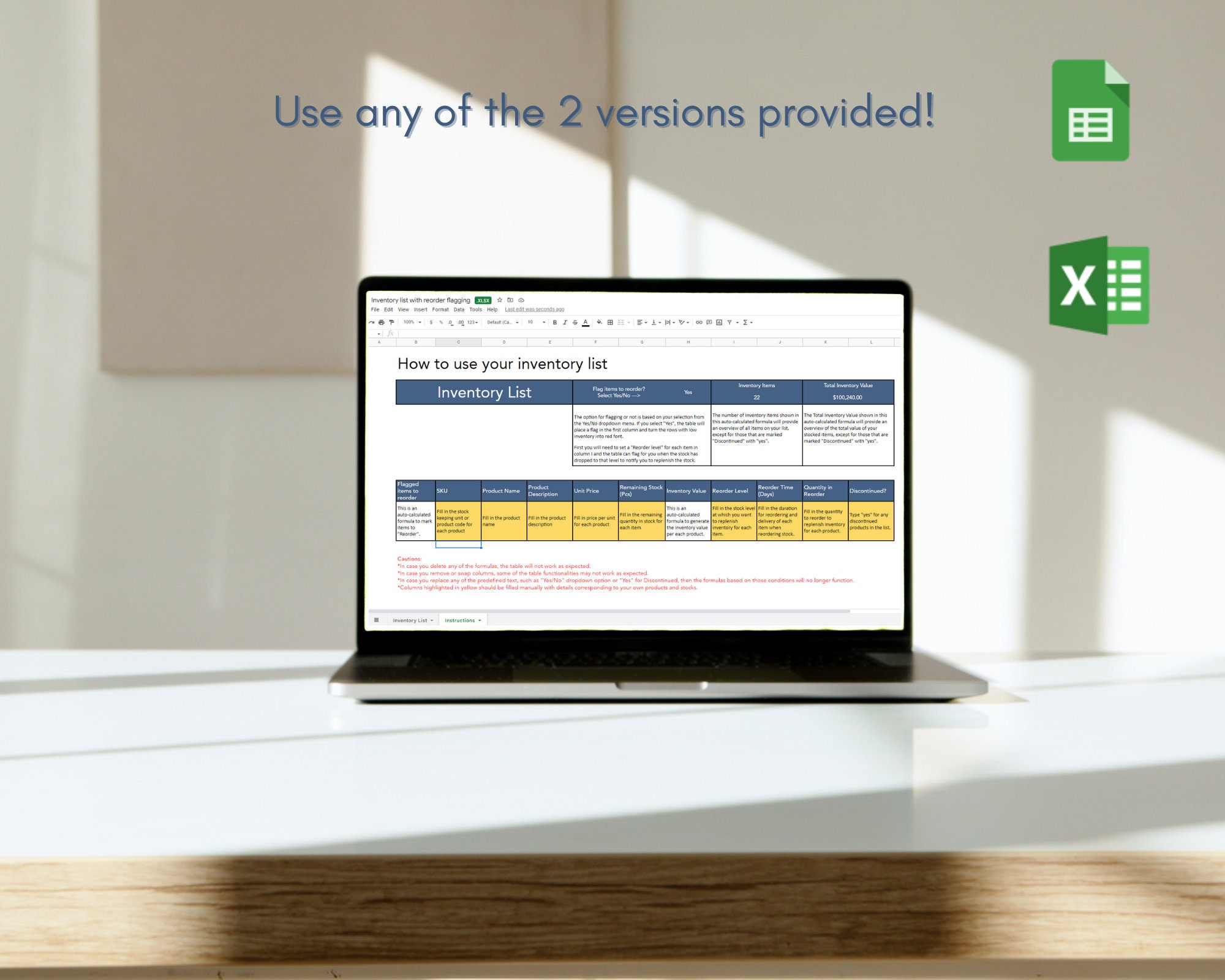 Simple Inventory Tracker Small Business Stock Planner Template for ...