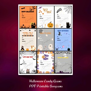 Halloween Candy Grams Printable | Candy Tags, Gift Tags, Trick or Treat ...