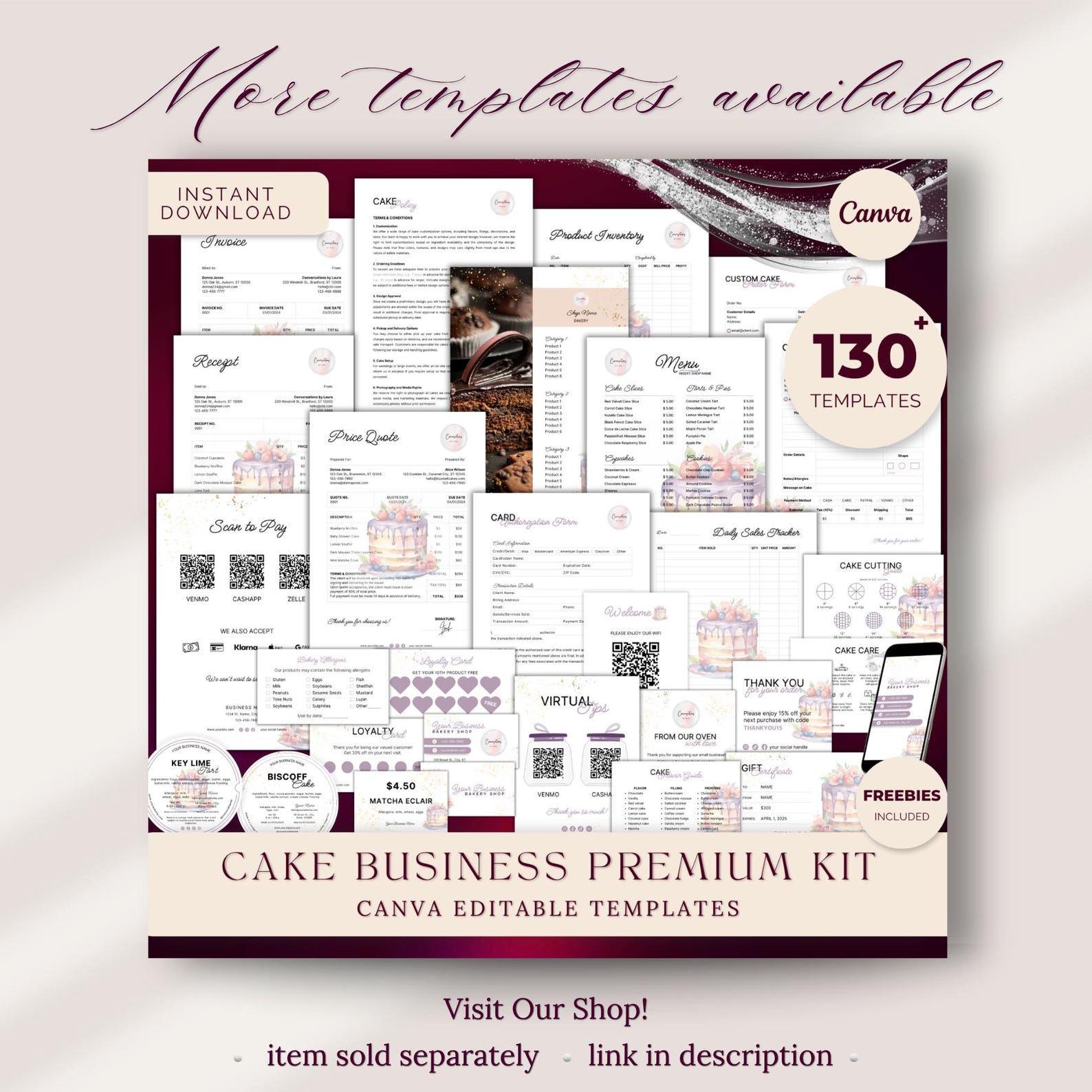 Cake Shop Price List, Cake Menu, Instagram Story Price List, Bakery ...