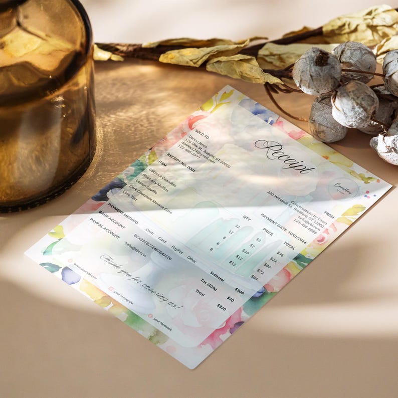 Cake Shop Receipt Editable Canva Template | Bakery Receipt | Cake Shop ...