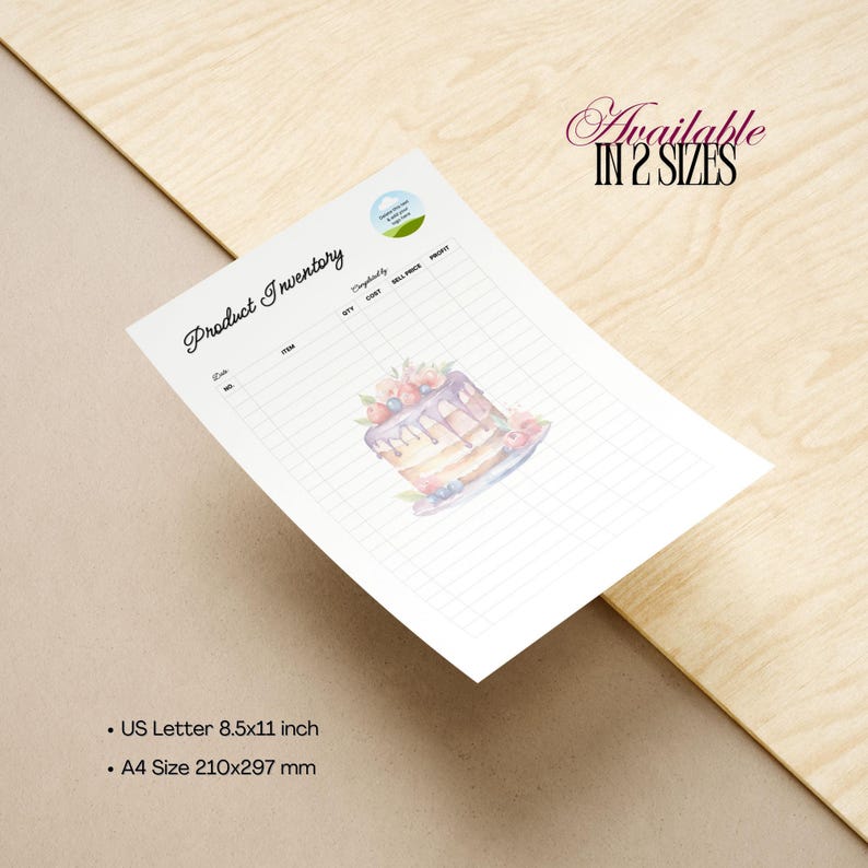 Inventory List Editable Canva Template | Bakery, Cake Decorator, Home ...