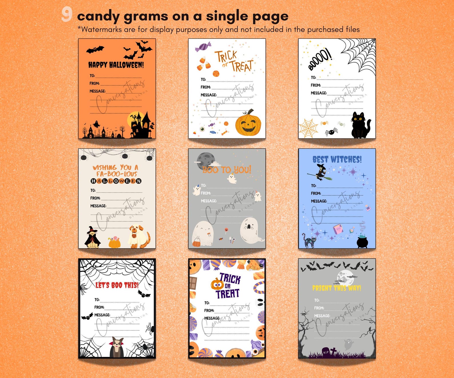 Halloween Candy Grams Printable Candy Tags, Gift Tags, Trick or Treat ...