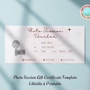 Photo Session Gift Certificate Editable Canva Template Events, Family ...