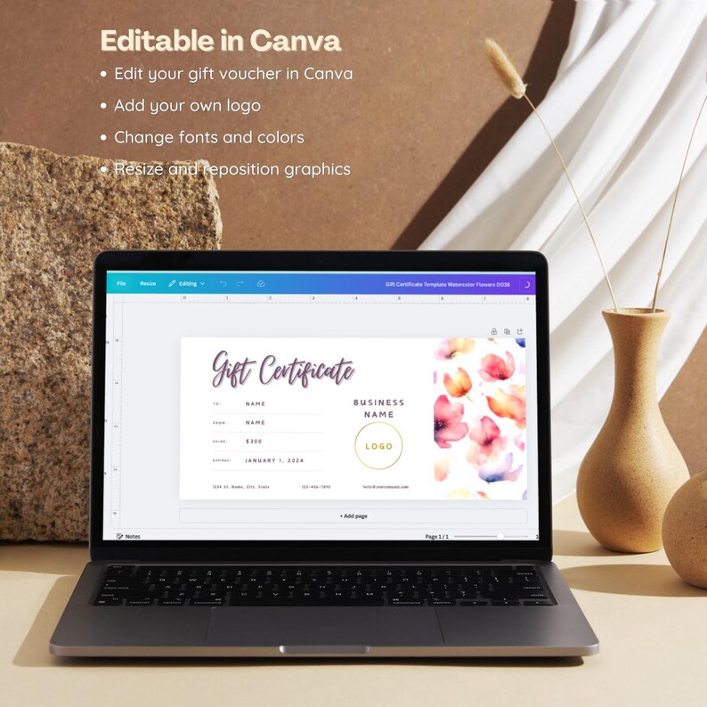 Gift Certificate Editable Canva Template Gift Coupon, Gift Voucher ...