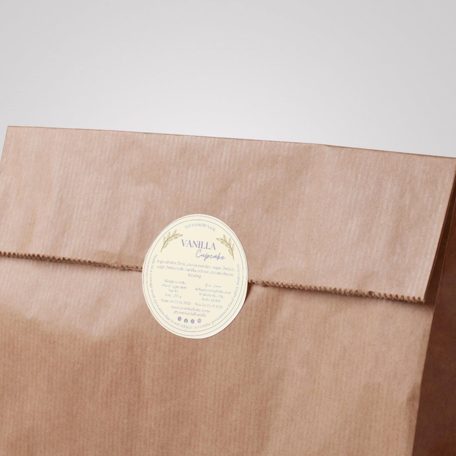 Cottage Law Bakery Labels Canva Template | Editable Round Stickers ...