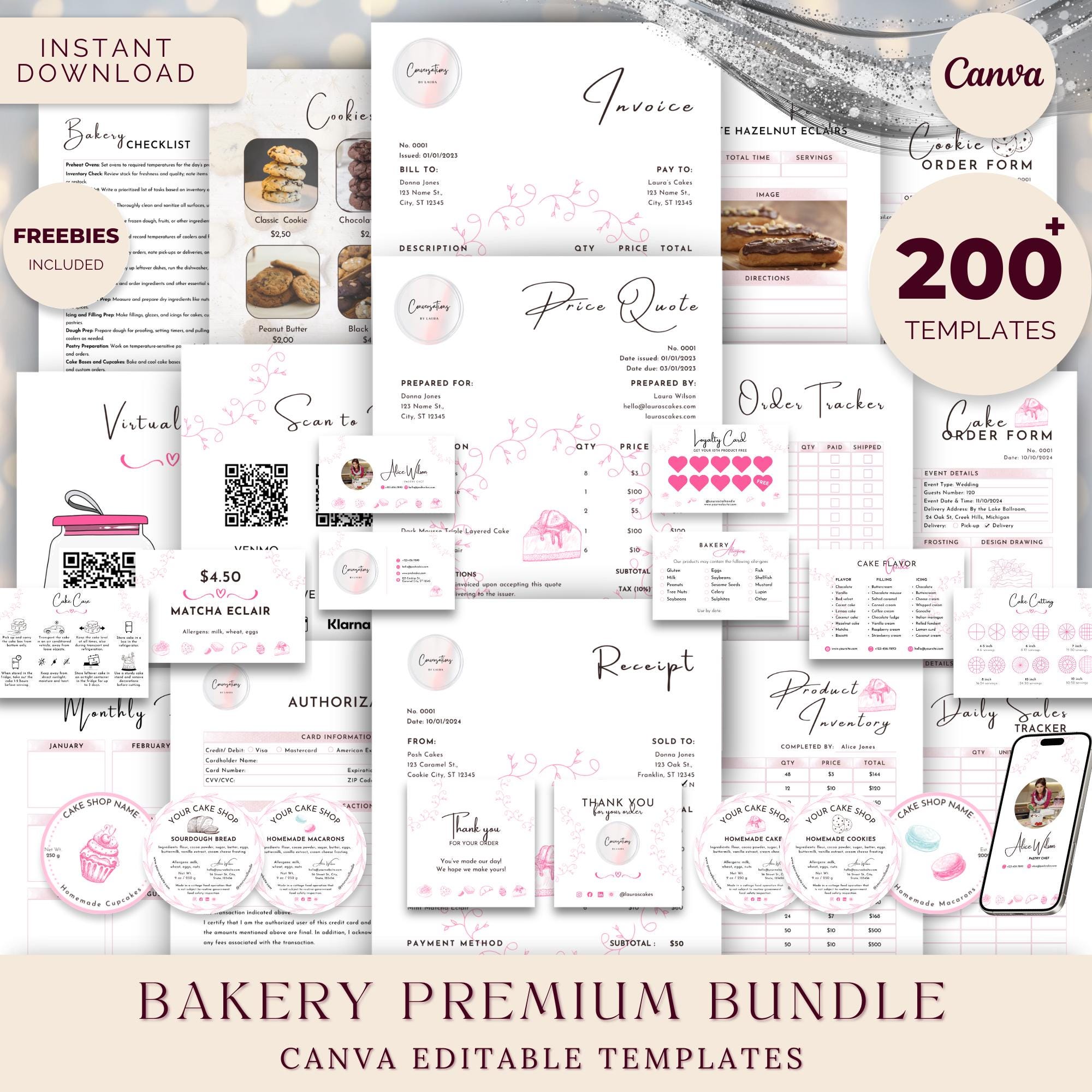 Bakery Business Forms, Order Management, Branding, Marketing, Cards ...