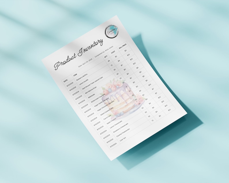 Inventory List Editable Canva Template Deluxe Bakery Collection Cake ...