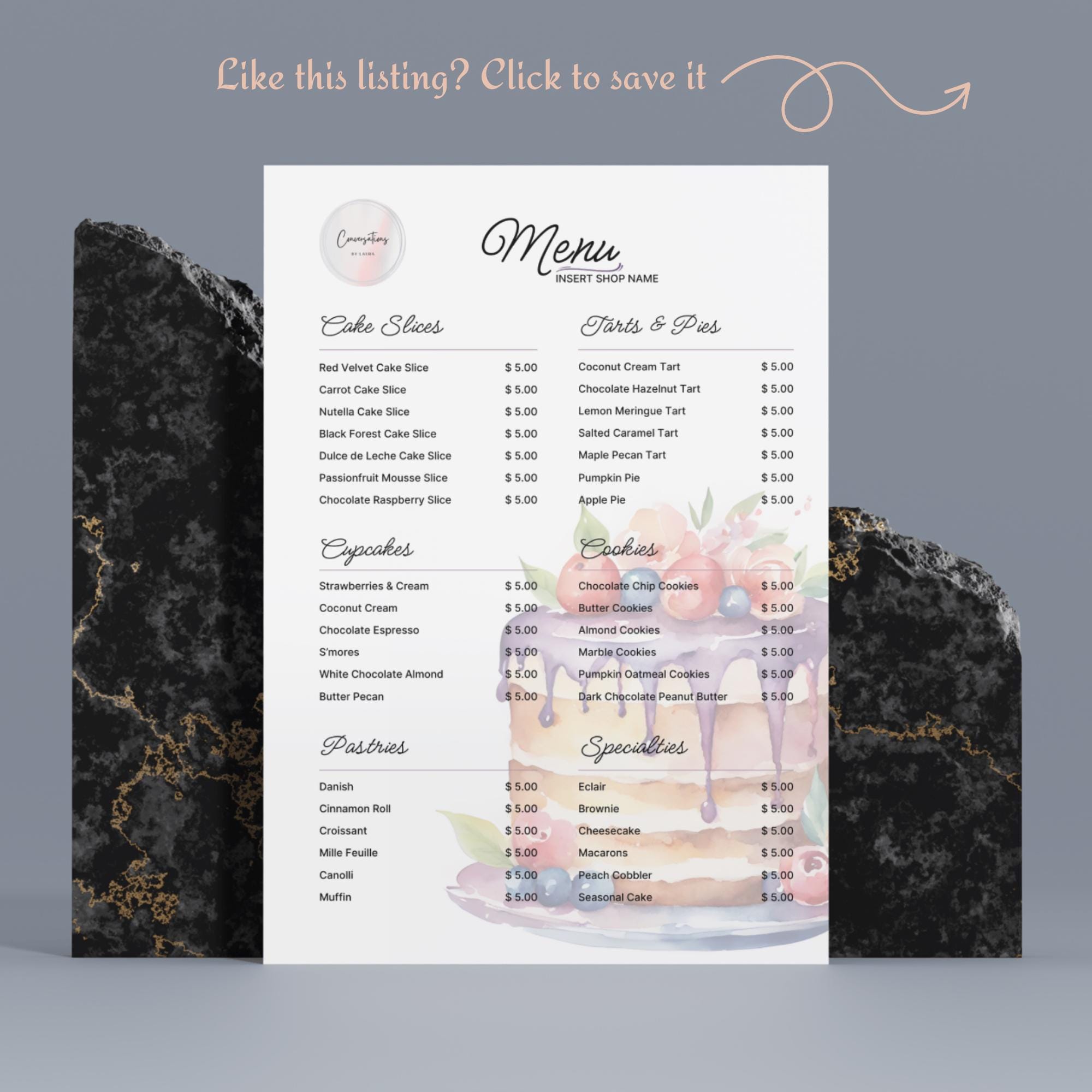 Cake Shop Price List Editable Canva Template | Cake Menu, Instagram ...
