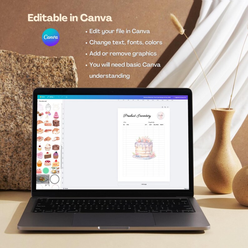 Inventory List Editable Canva Template | Bakery, Cake Decorator, Home ...
