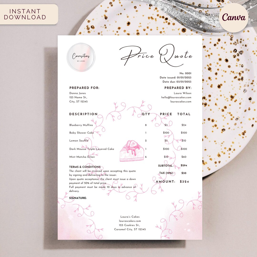 Bakery Price Quote, Quotation for Cake Shop, Home Baking, Cookie ...
