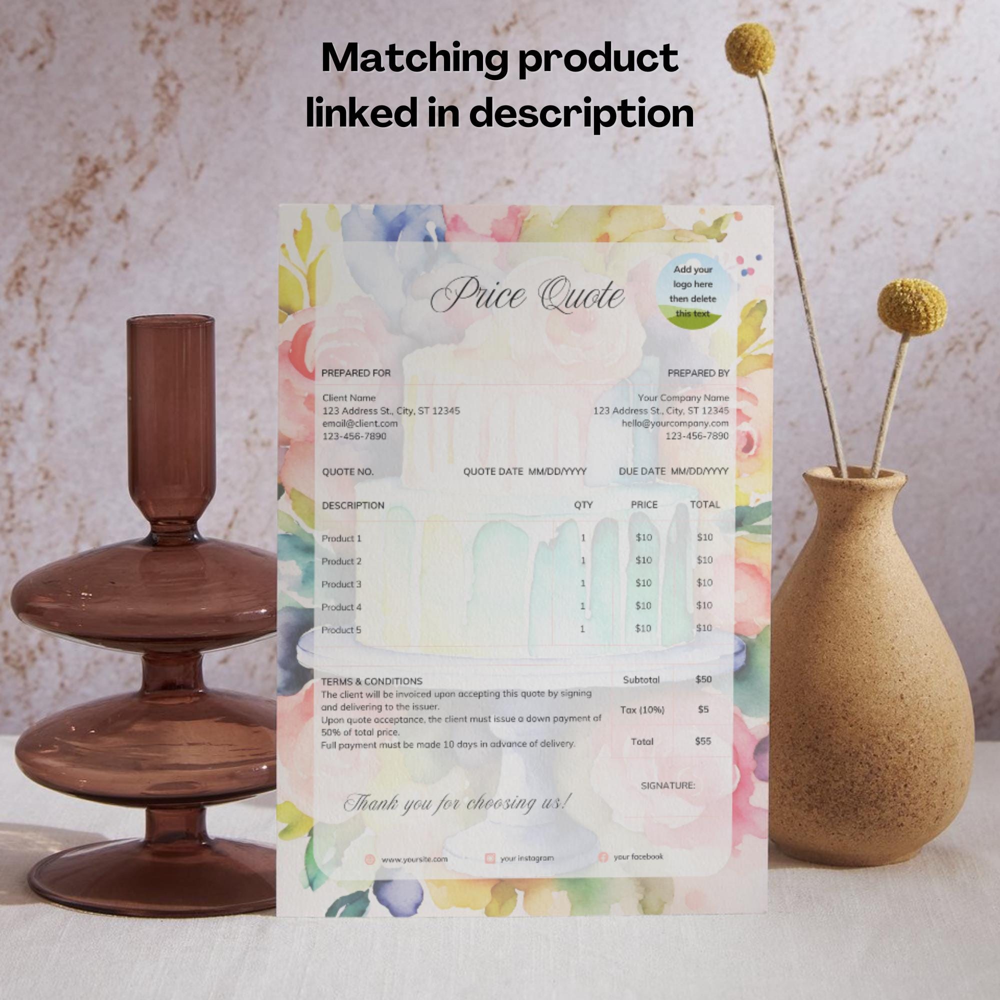 Cake Shop Receipt Editable Canva Template | Bakery Receipt | Cake Shop ...