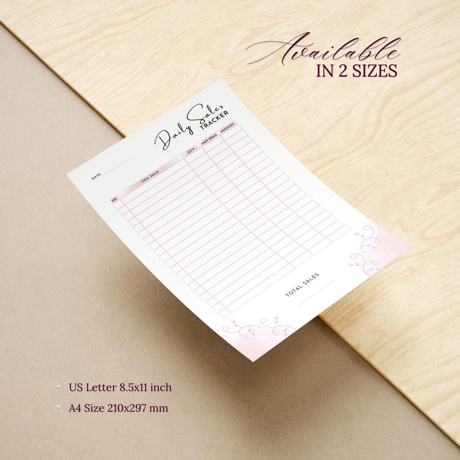Printable Daily Sales Tracker, Orders Log, Sales Report, Instant ...