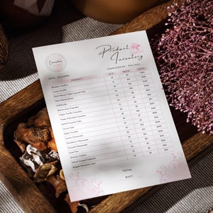 Inventory List Editable Canva Template | Cake Shop, Home Baking ...