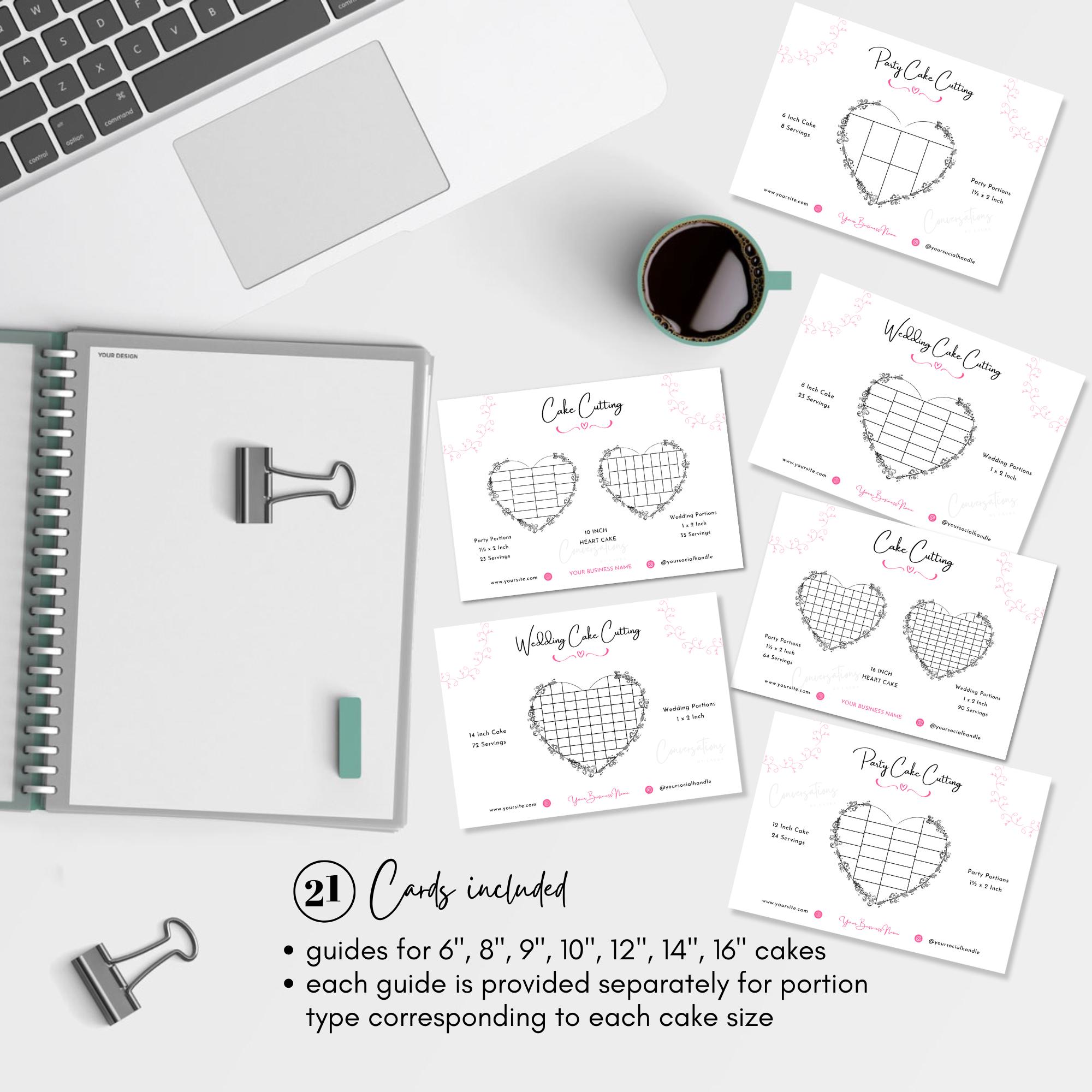 Heart Cake Cutting Guides, Cake Serving Suggestion for Bakery, Cake ...