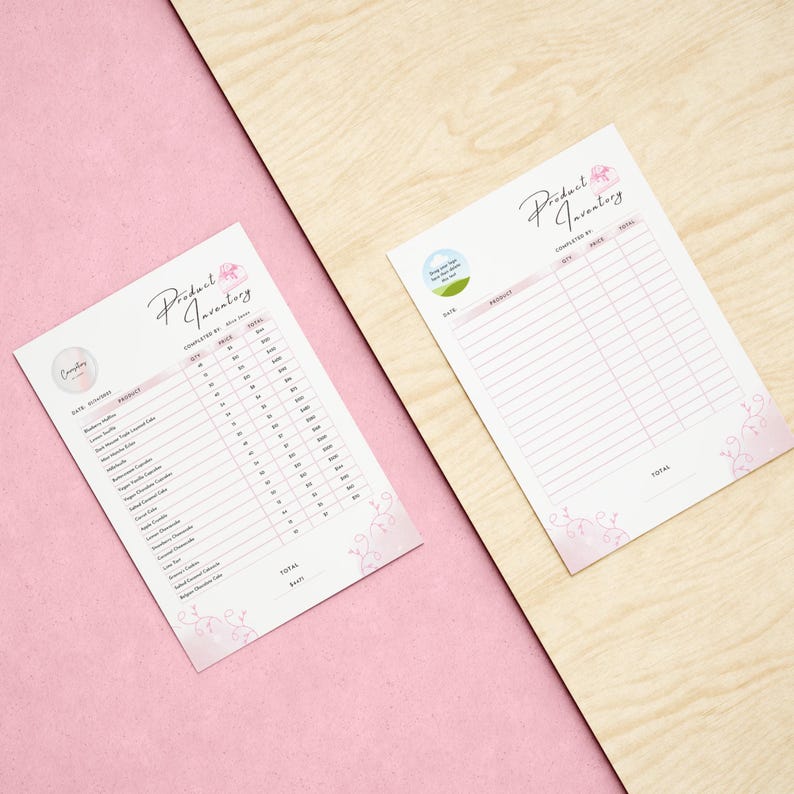 Inventory List Editable Canva Template | Cake Shop, Home Baking ...