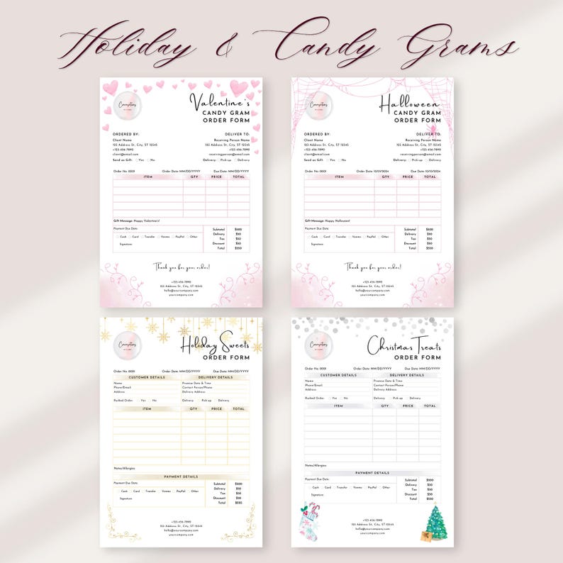 Bakery Order Forms, Baked Goods Custom Order Forms for Cake Business ...