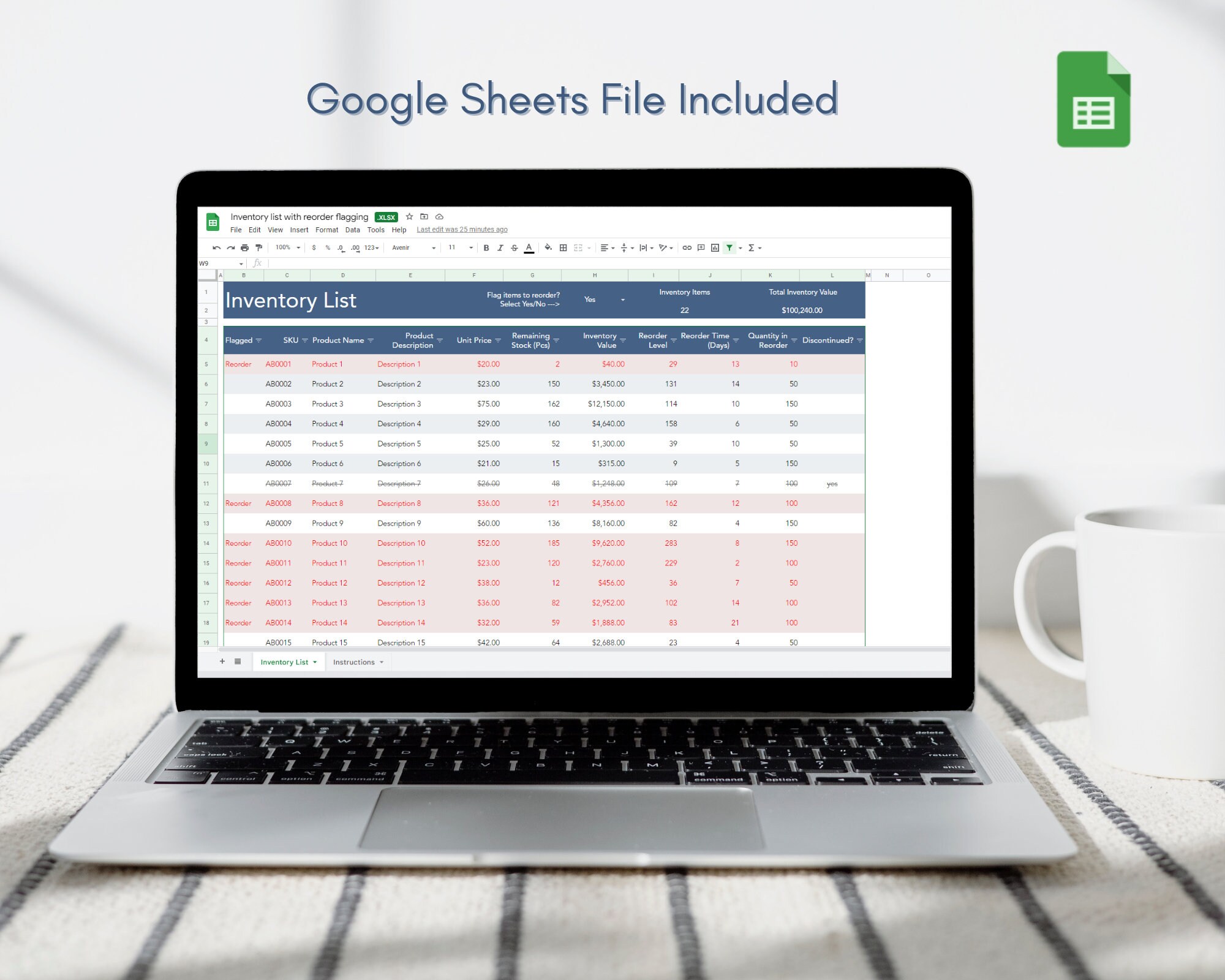 Simple Inventory Tracker Small Business Stock Planner Template for ...