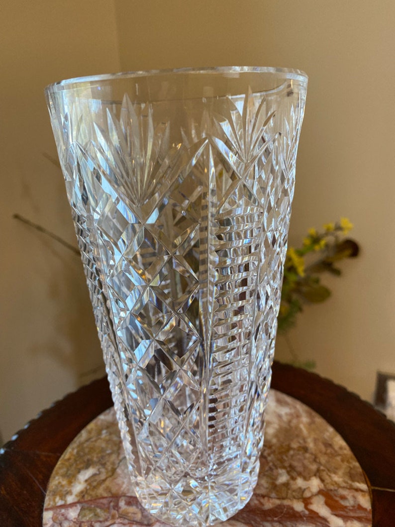 Vintage Crystal Clare Diamond Pattern Vase 8 - Etsy
