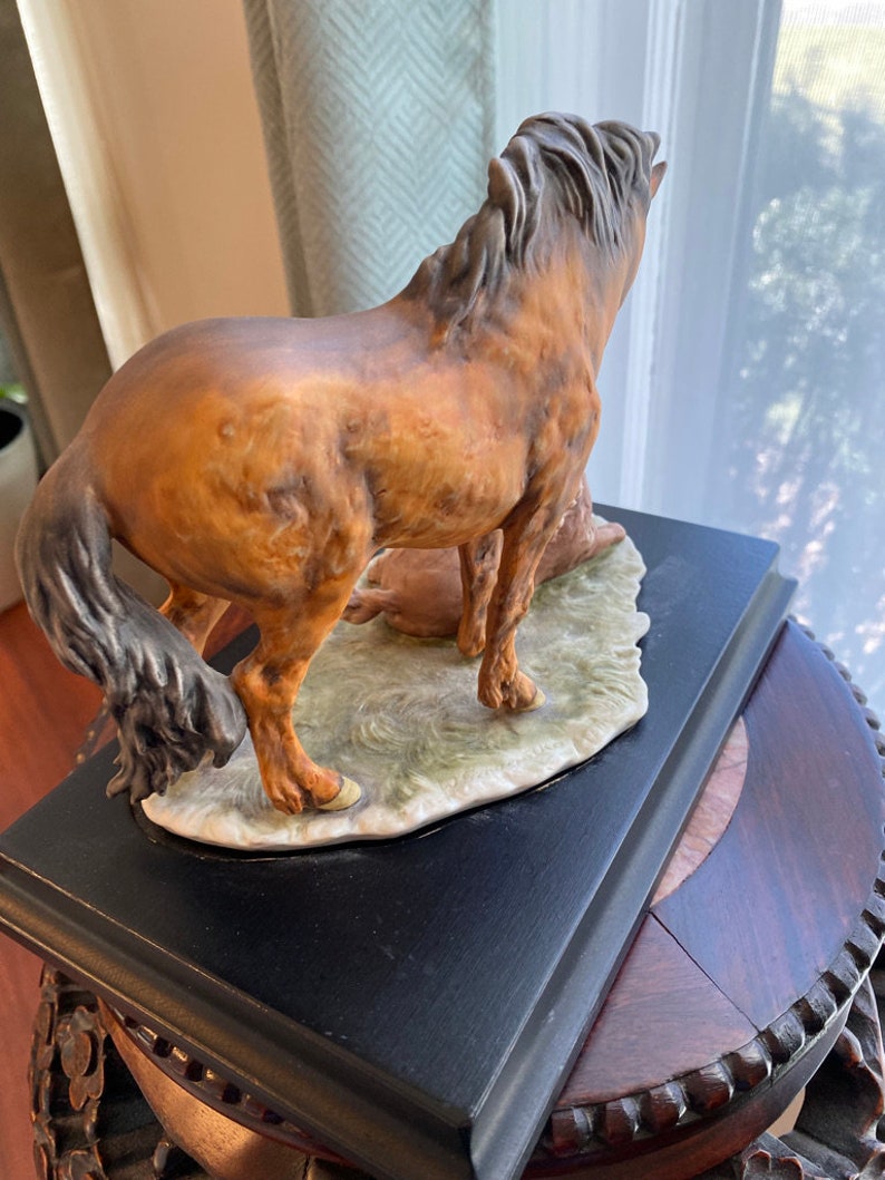 Vintage Kaiser Porcelain Horses Mare and Foal With Wooden - Etsy