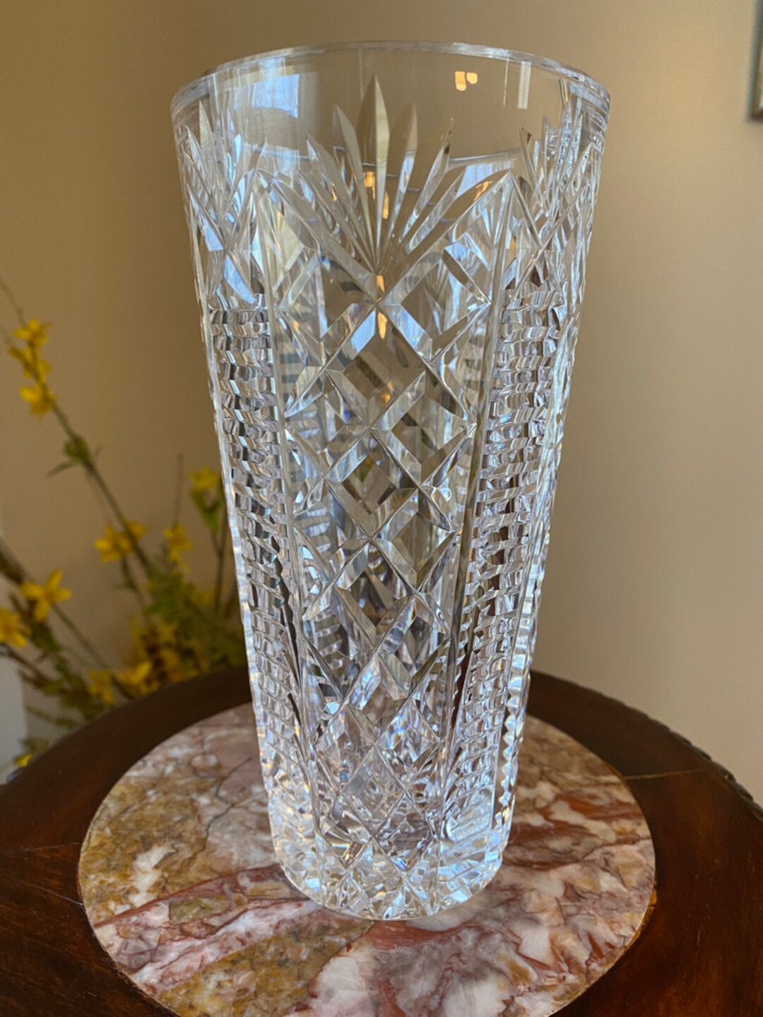 Vintage Crystal Clare Diamond Pattern Vase 8 - Etsy