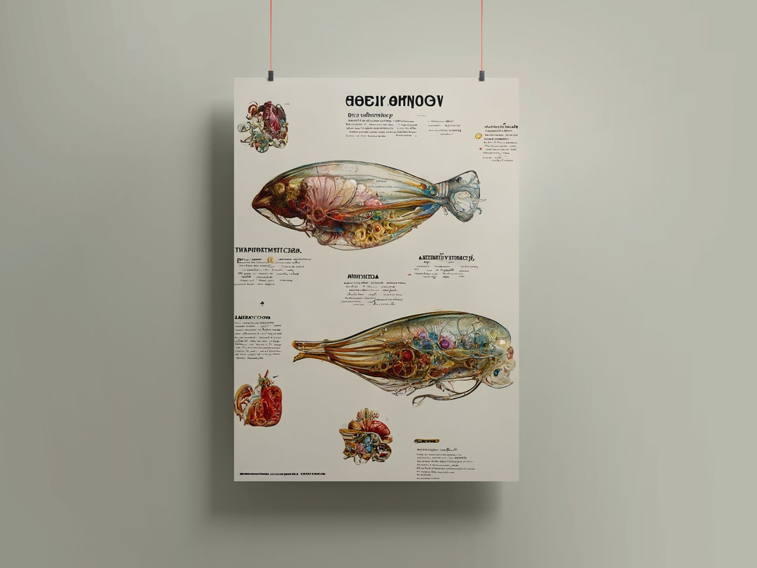 Anatomy Poster of Marine Creatures | Printable Wall Art, Portrait ...