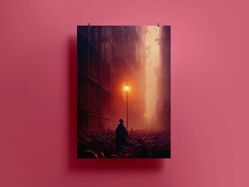 008 Lonely Woman in the Crowd Wall Art Poster Print in - Etsy
