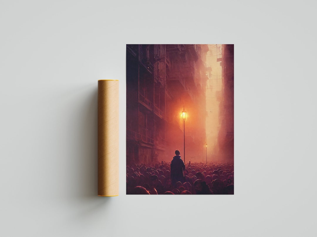 008 Lonely Woman in the Crowd Wall Art Poster Print in - Etsy