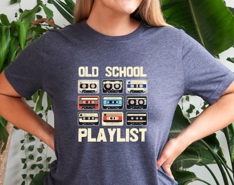 Old School Playlist Tshirt, Music Mix Tape Cassette Player Shirt, Retro 80s 90s Music Party ...