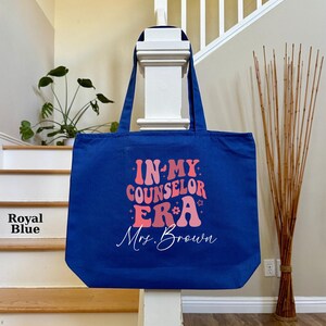 Custom 'in My Counselor Era' Canvas Tote Bag: Zippered Large Cotton ...