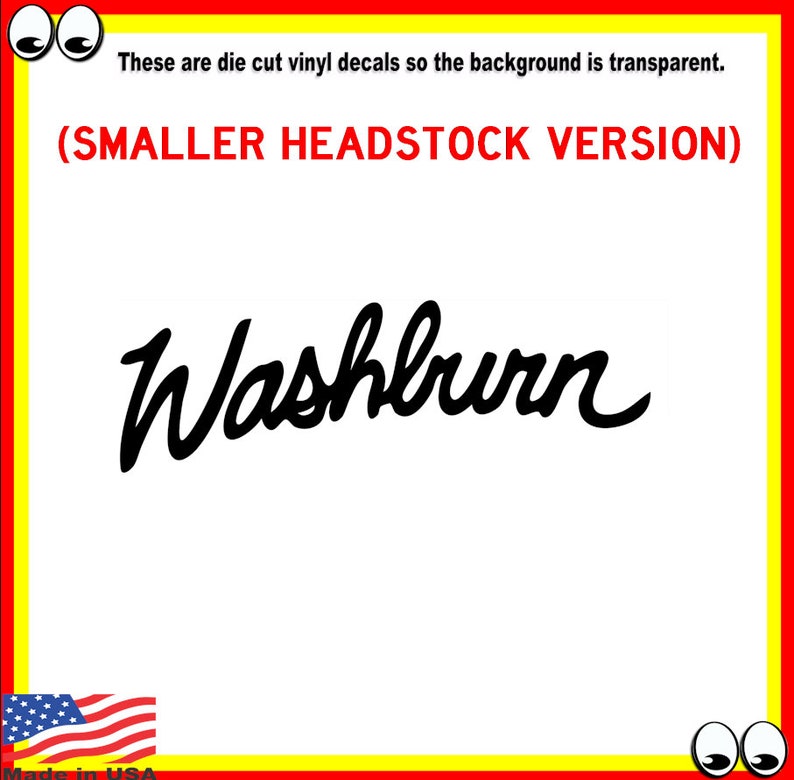 Washburn Guitar Headstock Vinyl Cut Decal Sticker Logo for Replacement ...