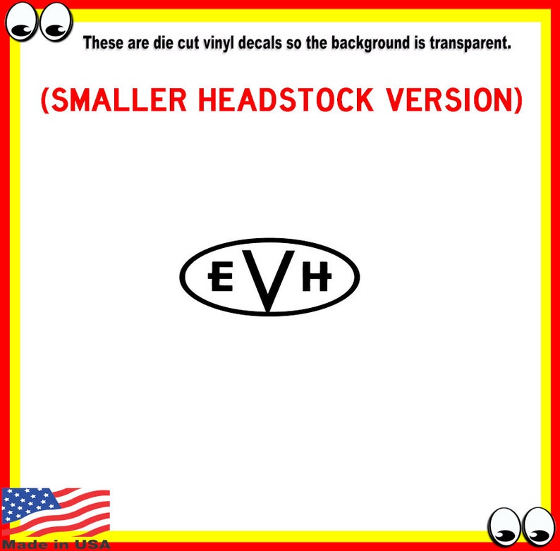 EVH Guitar Headstock Vinyl Cut Decal Sticker Logo for Replacement or ...