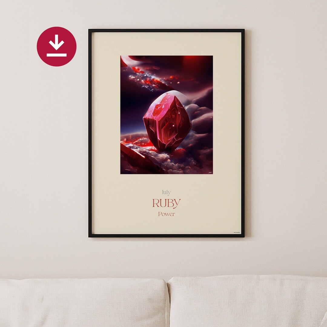 July Birthstone Printable Wall Art, AI Art of Ruby Gemstone ...