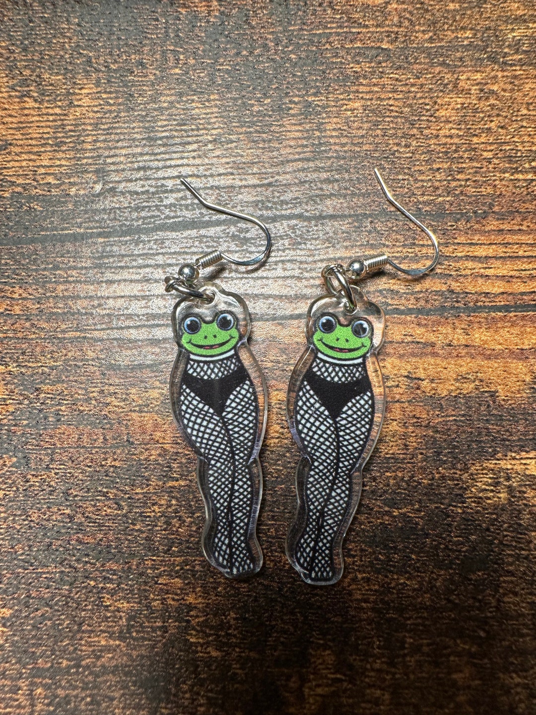 Frog Fishnet Leg Acrylic Earrings - Etsy