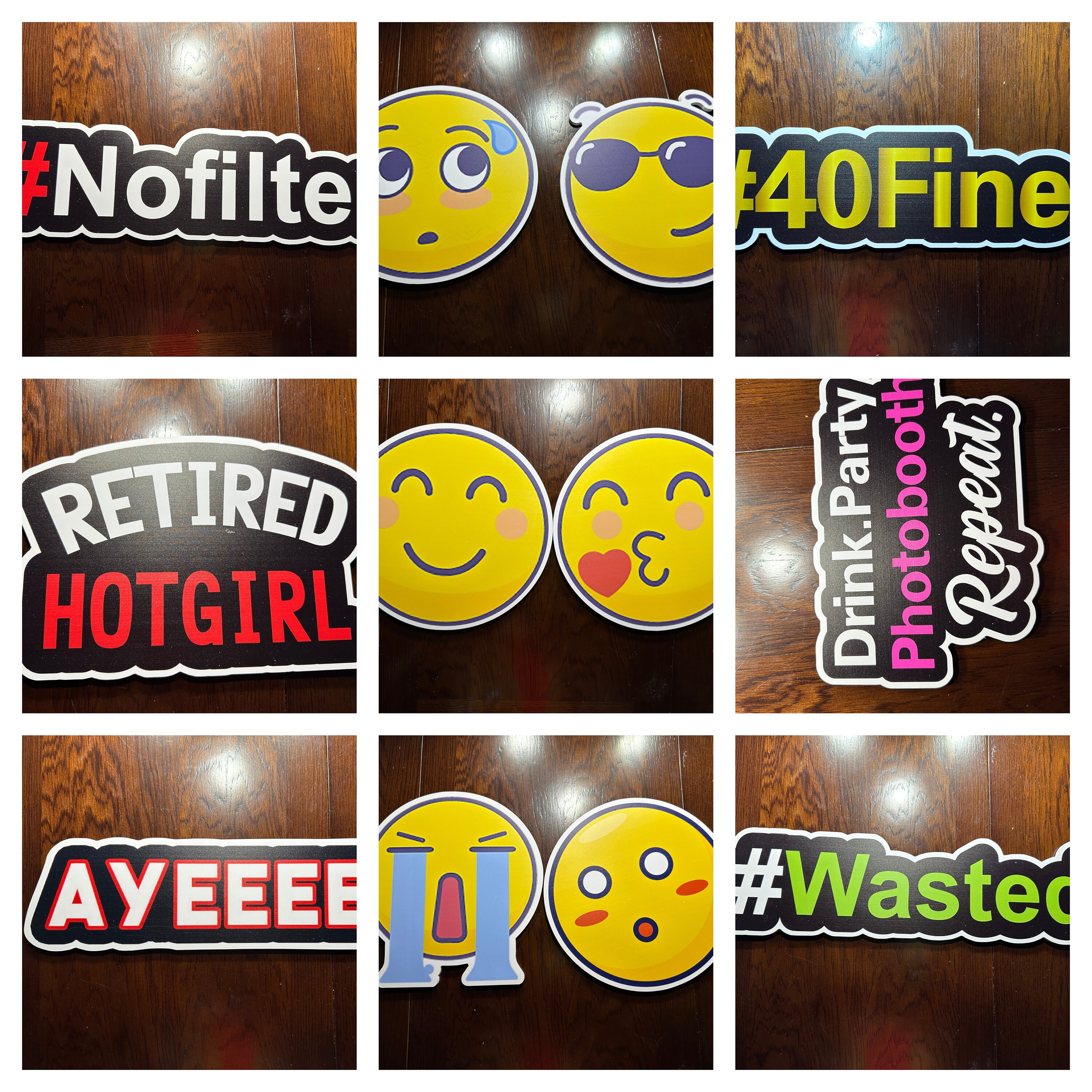 Curvify PVC Photo Booth Props 360 Photo Booth Announcement Emojis ...