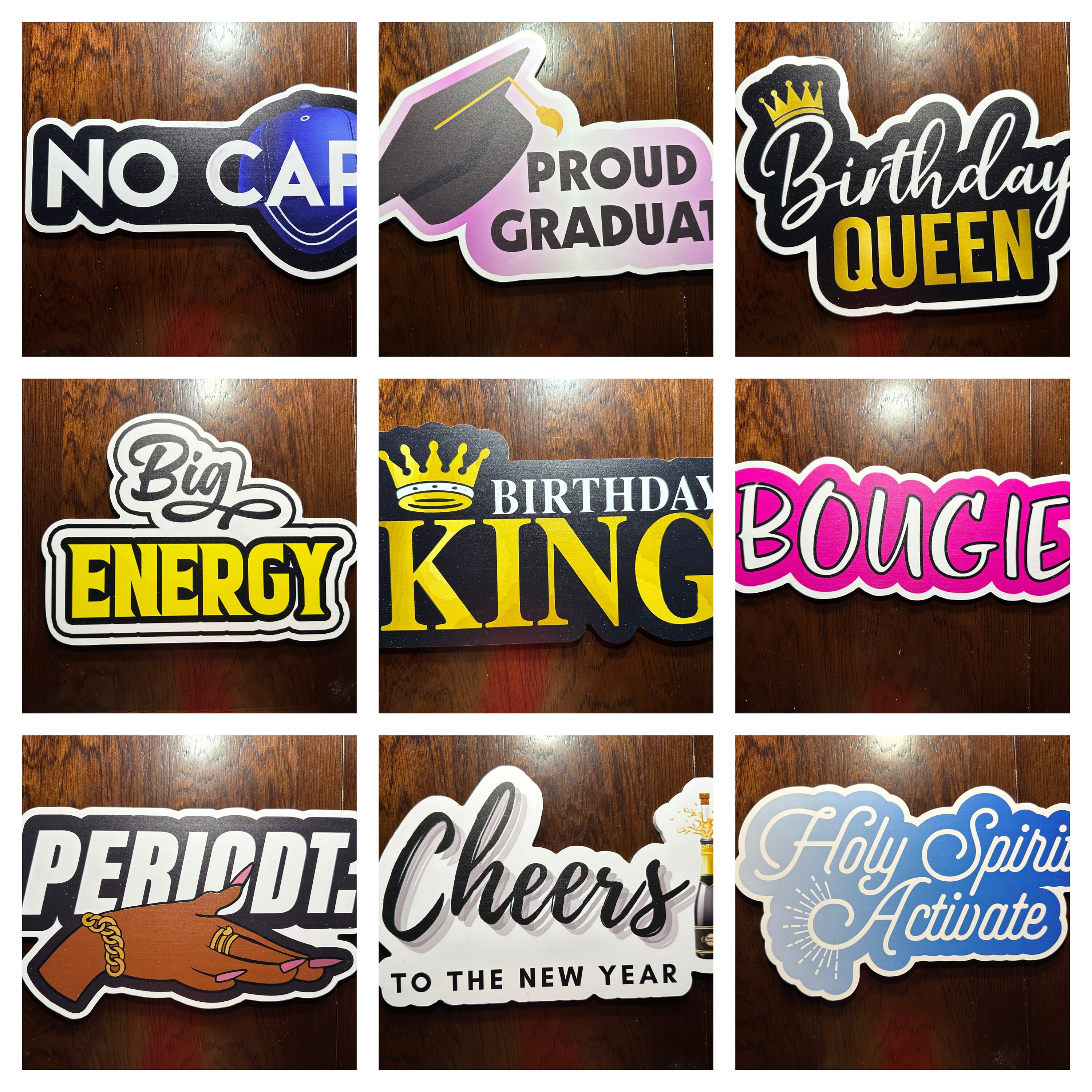 Curvify PVC Photo Booth Props 360 Photo Booth Announcement Emojis ...