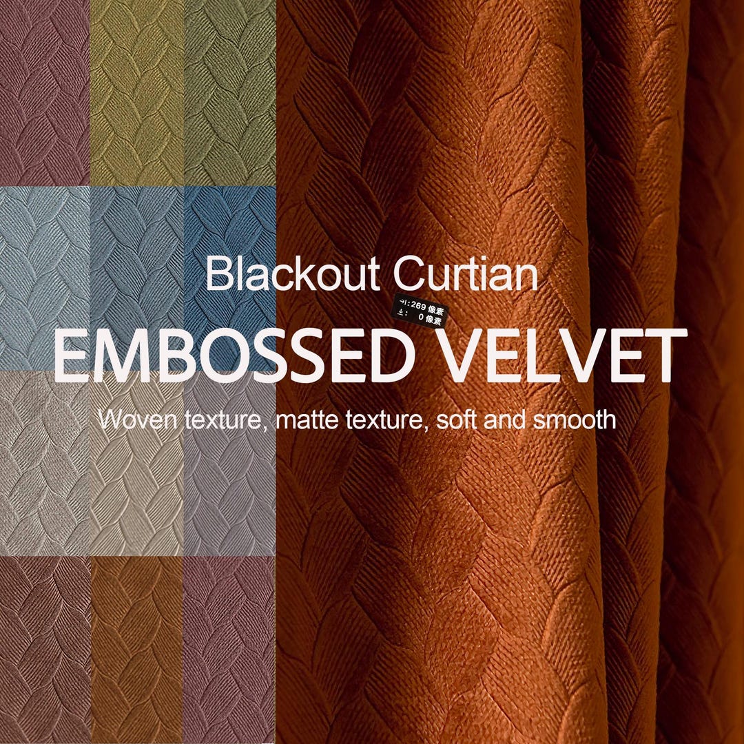 Embossed Velvet Blackout Curtains,2 Panels Velvet Thermal Insulated ...