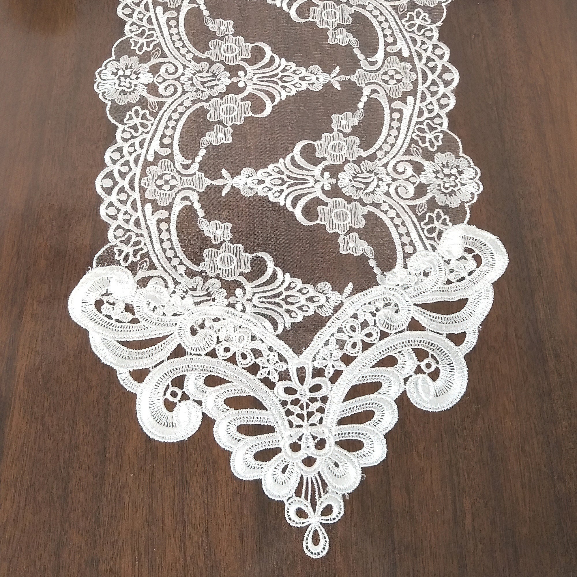 Rectangle Table Runner Embroidered Table Runners With Macrame Shabby ...