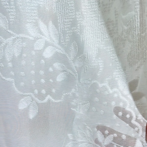 Embossed Floral Sheer Curtain: White Leaf Relief Embroidered Window ...