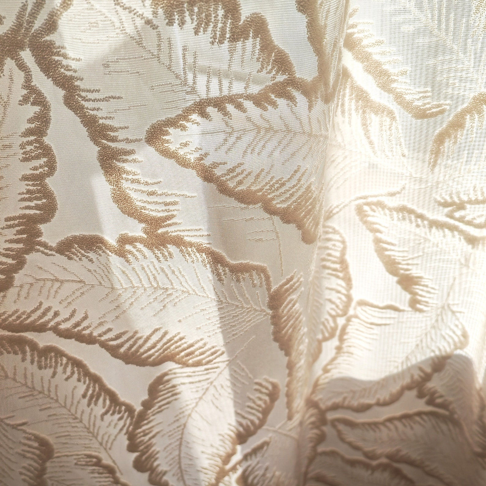 Nature Inspired Embossed Palm Leaf Curtain, Elegant Botanical Patterns ...