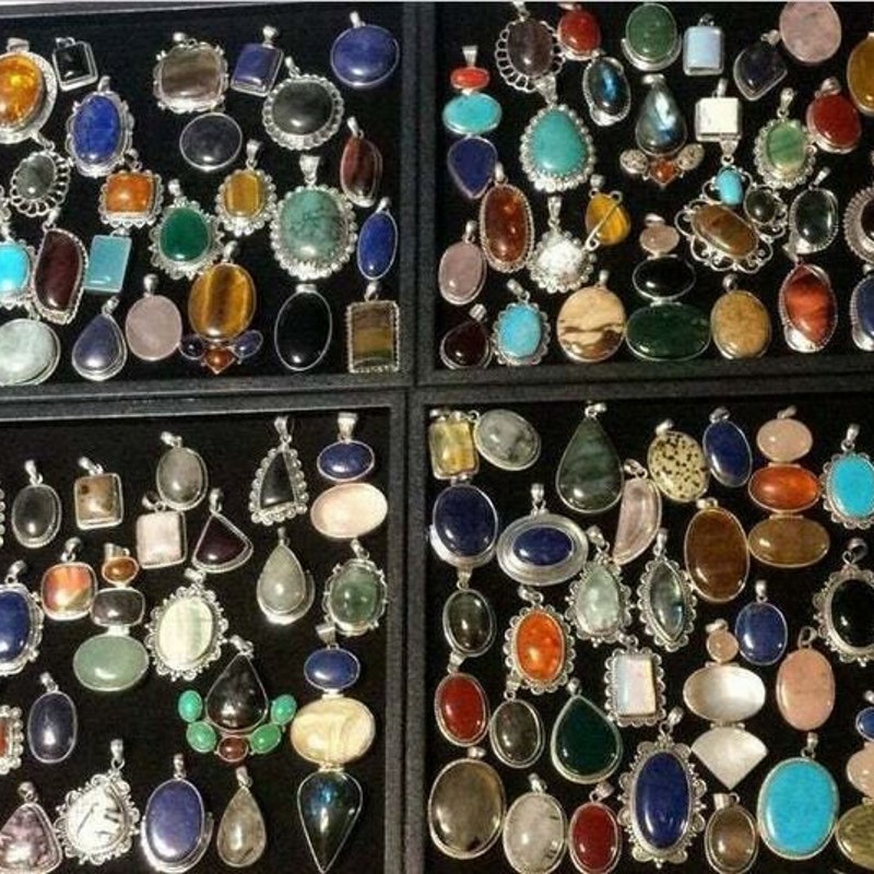 Brass Precious Stone Jewelry - Etsy UK